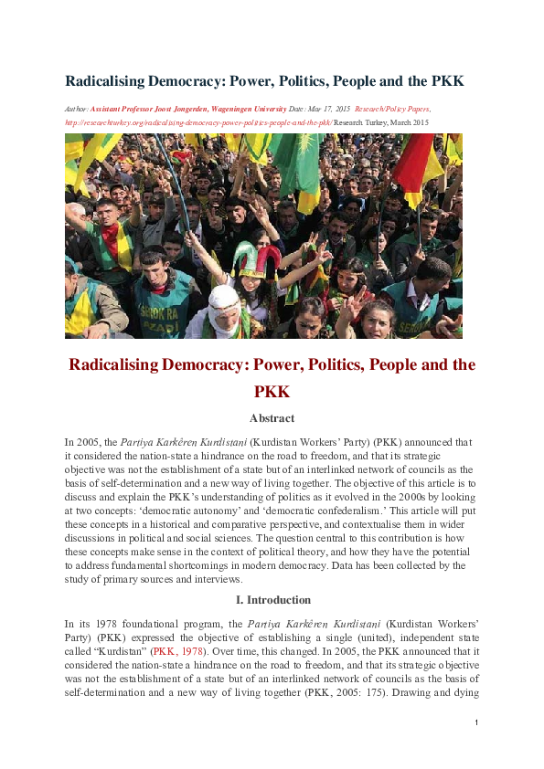 (PDF) Radicalising Democracy: Power, Politics, People and the PKK