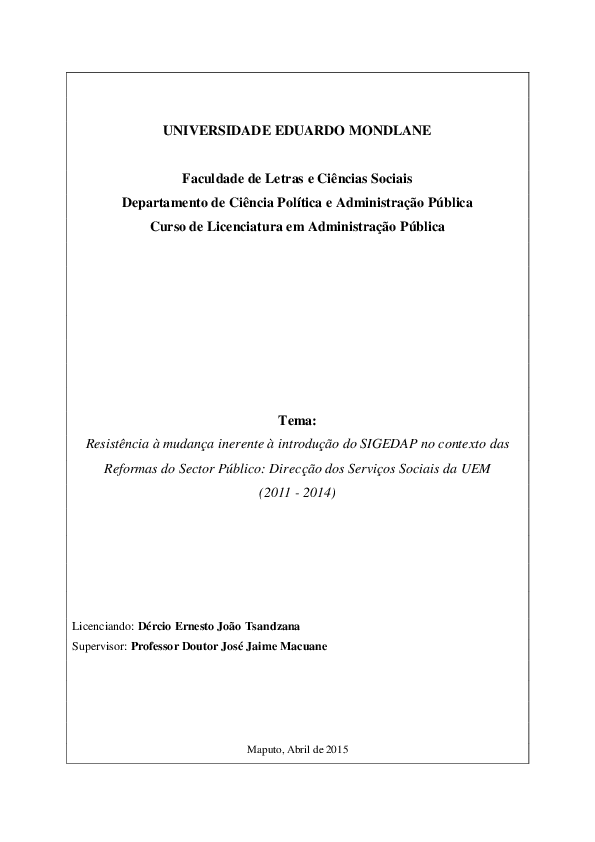 (PDF) Resistência à mudança inerente à introdução do SIGEDAP no ...