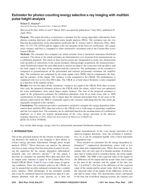 (PDF) Estimator for photon counting energy selective x-ray imaging with ...