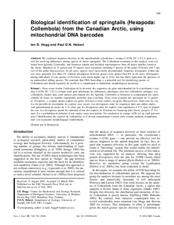(PDF) Biological identification of springtails (Hexapoda: Collembola ...