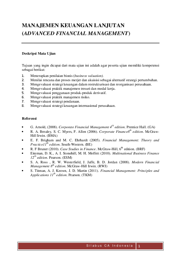 (PDF) MANAJEMEN KEUANGAN LANJUTAN (ADVANCED FINANCIAL MANAGEMENT