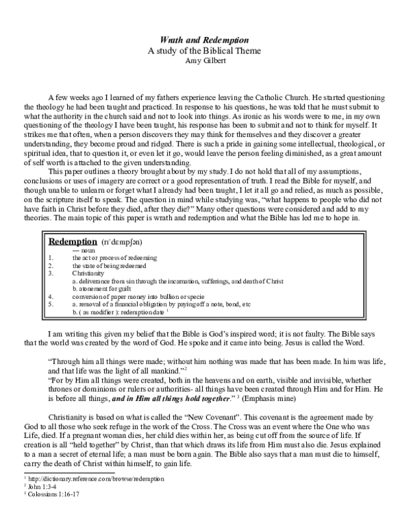 (DOC) Wrath and Redemption - A Biblical View against Eternal Hell