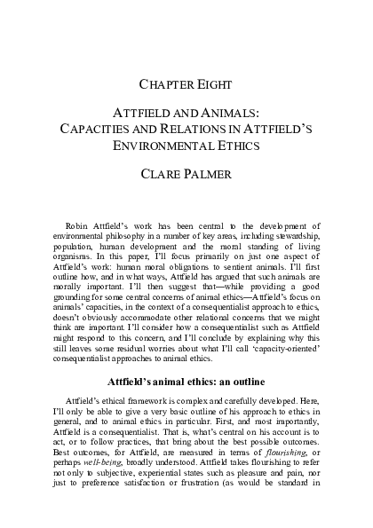(PDF) Attfield and Animals: Capacities and Relations in Attfield's ...