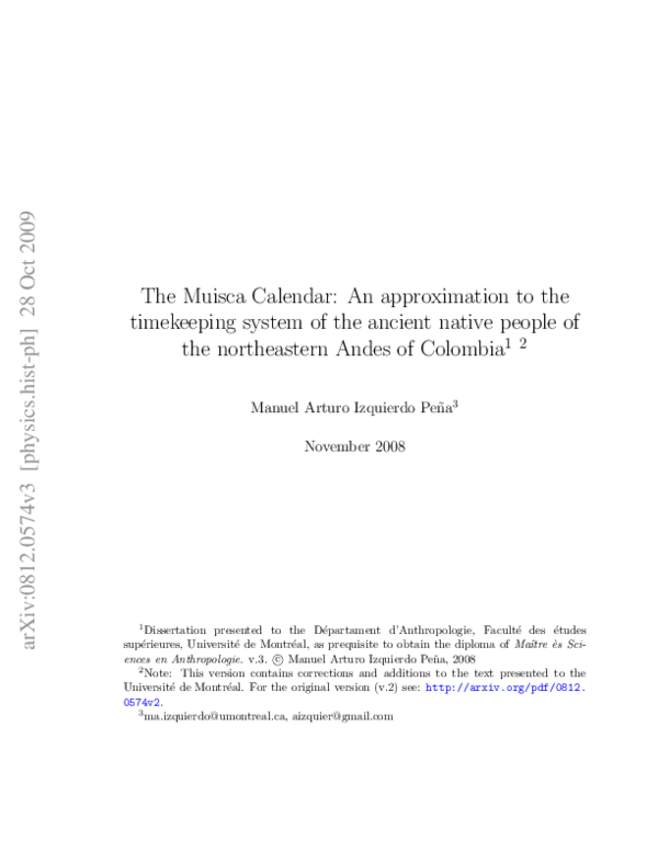 (PDF) The Muisca Calendar: An approximation to the timekeeping system ...