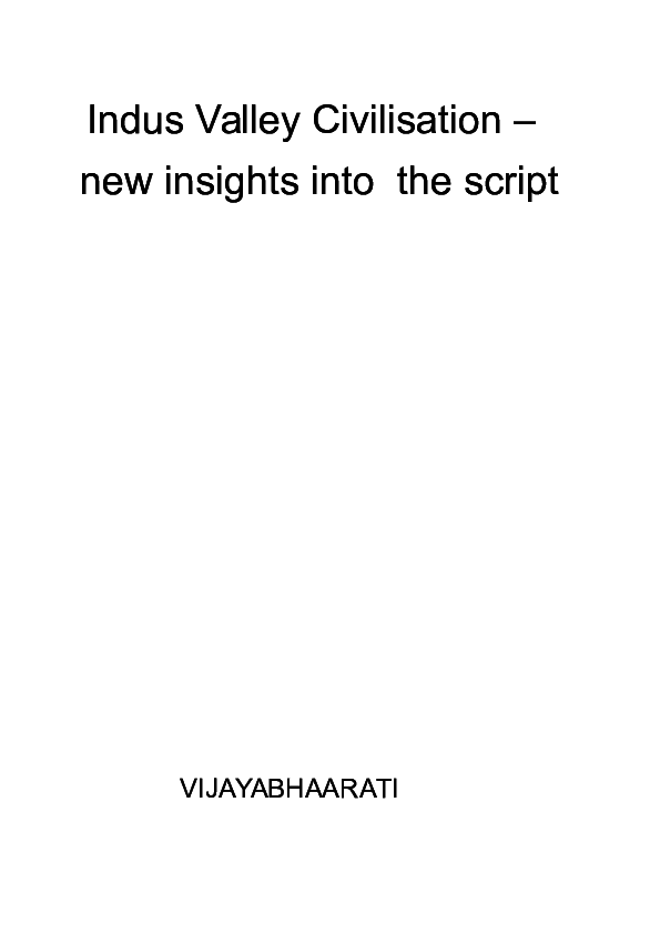 (DOC) Indus Valley Civilisation -new insights into the script