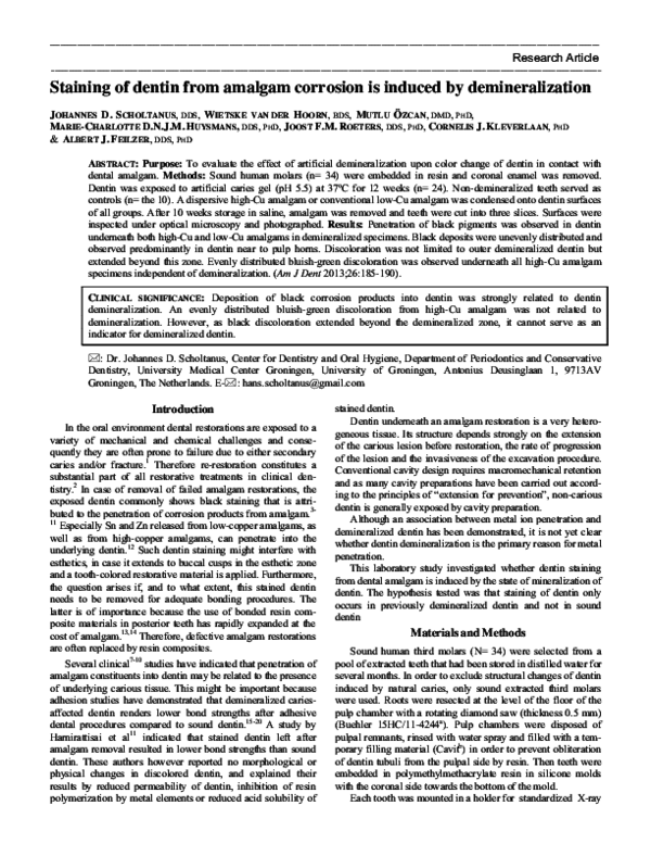 amalgam restoration stains