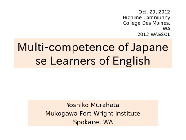 (PPT) Multi-competence of Japanese learners of English