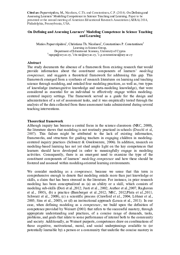 (PDF) On Defining and Assessing Learners’ Modeling Competence in ...