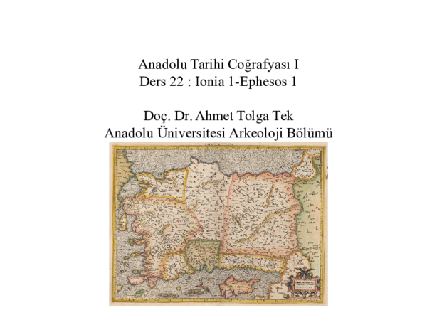 (PPT) Historical Geography of Asia Minor I - Lecture 22 - Ionia 1