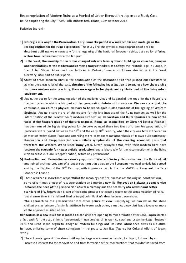 (PDF) Reappropriation of Modern Ruins as a Symbol of Urban Renovation ...