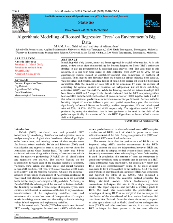 (PDF) Algorithmic Modelling of Boosted Regression Trees’ on Environment’s Big Data