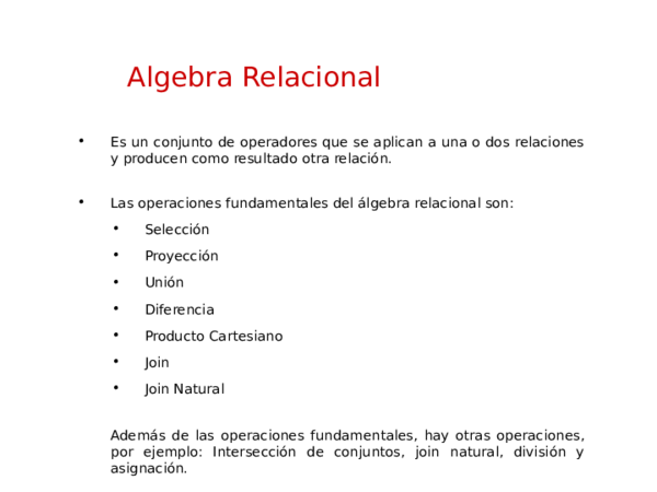 (PPT) Algebra relacional