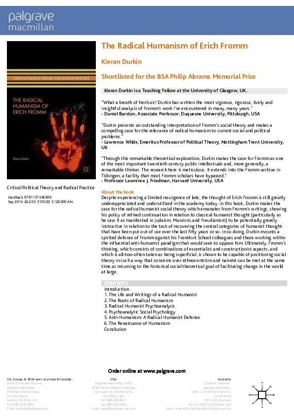 (PDF) The Radical Humanism of Erich Fromm
