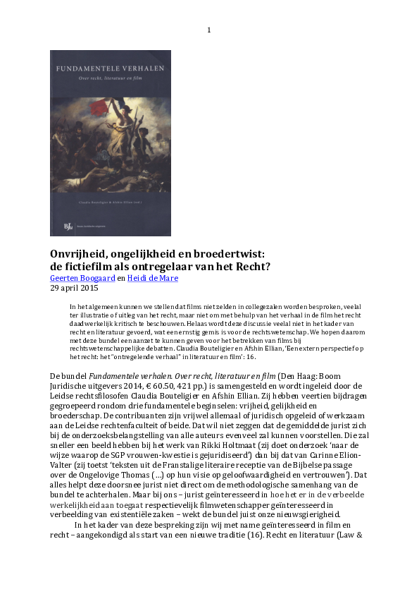 (PDF) 2015 - 'Onvrijheid, ongelijkheid en broedertwist: de fictiefilm ...