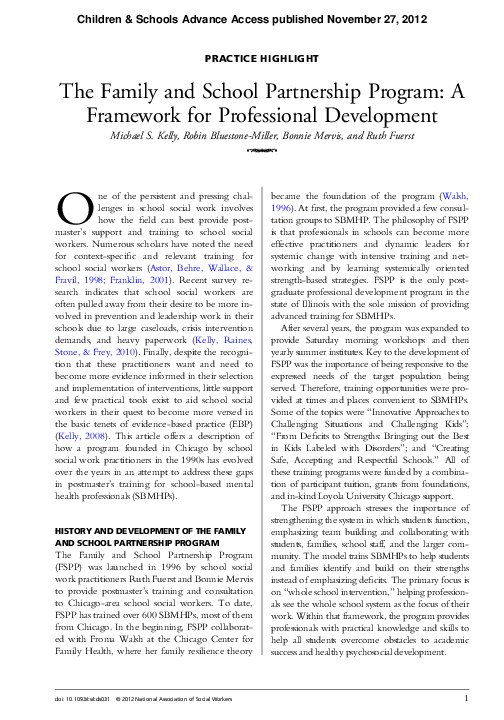 (PDF) The Family and School Partnership Program: A Framework for ...