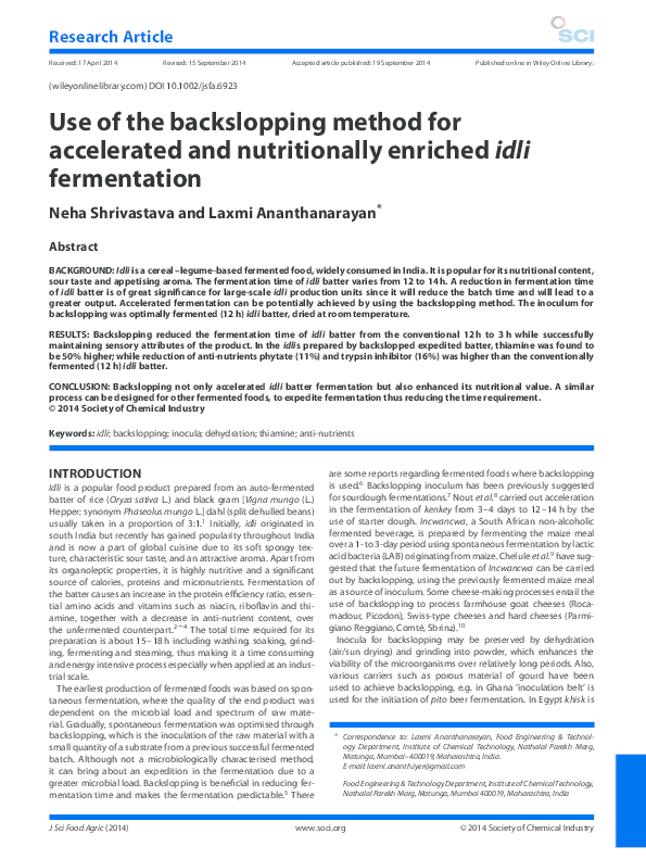 (PDF) Use of the backslopping method for accelerated and nutritionally ...