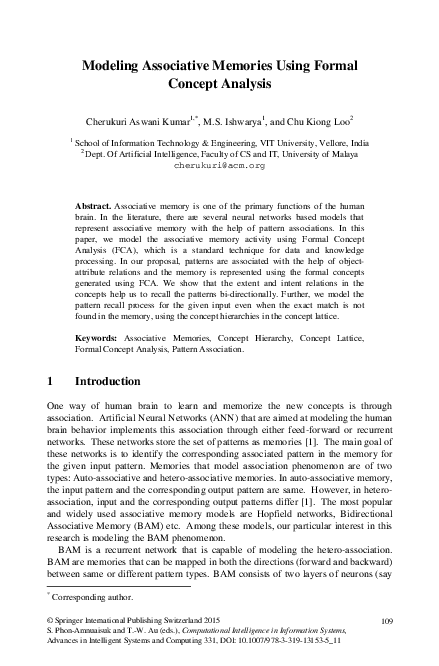 (PDF) Modeling Associative Memories Using Formal Concept Analysis