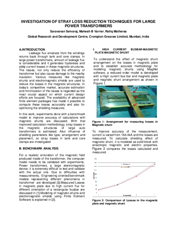 (PDF) Investigation of Stray Loss Reduction Techniques in Large Power Transformers