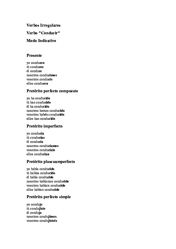 (PDF) Español-Verbo Conducir