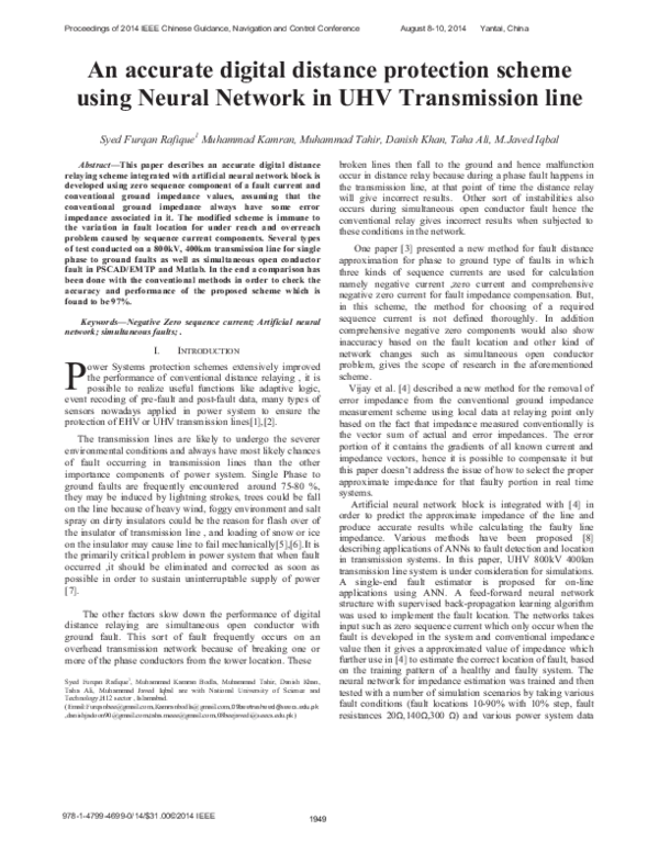 Pdf An Accurate Digital Distance Protection Scheme Using Neural