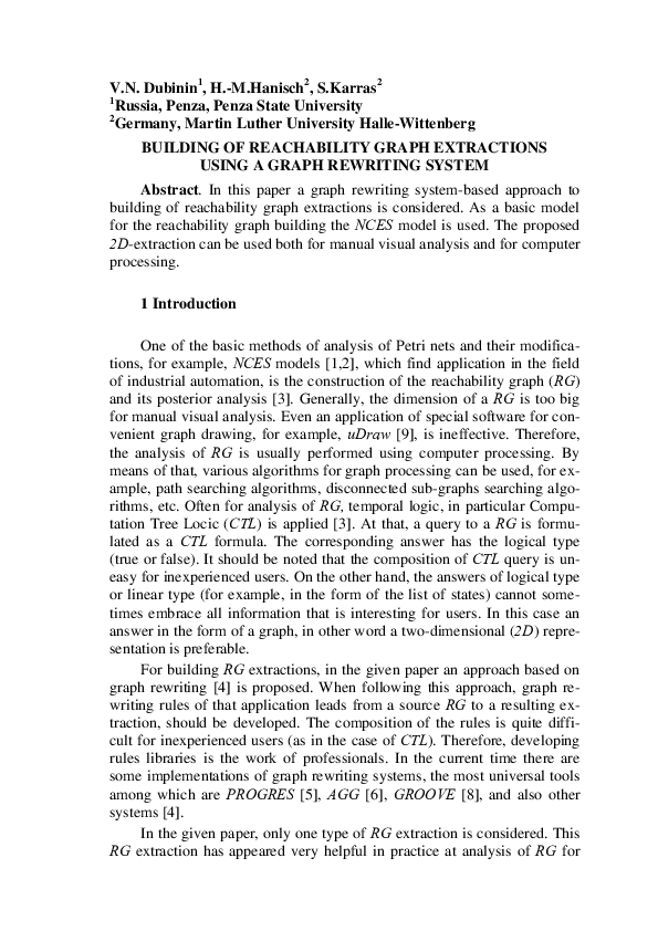 (PDF) Building of reachability graph extractions using a graph rewriting system