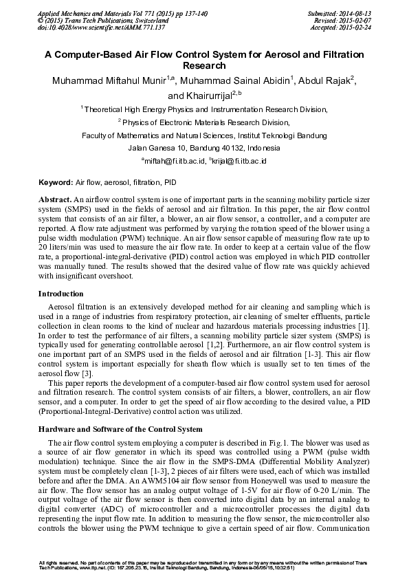 (PDF) A Computer-Based Air Flow Control System for Aerosol and ...