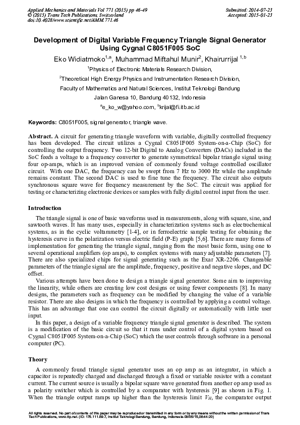 (PDF) Development of Digital Variable Frequency Triangle Signal ...