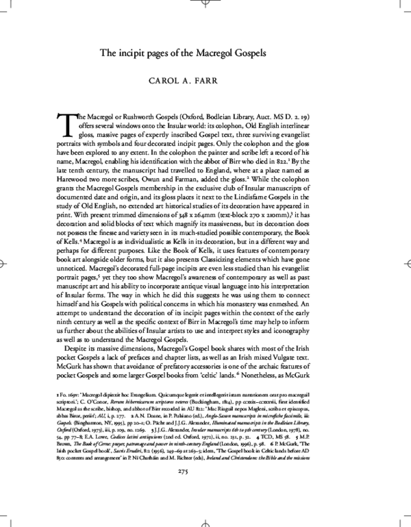 (PDF) THE INCIPIT PAGES OF THE MACREGOL GOSPELS