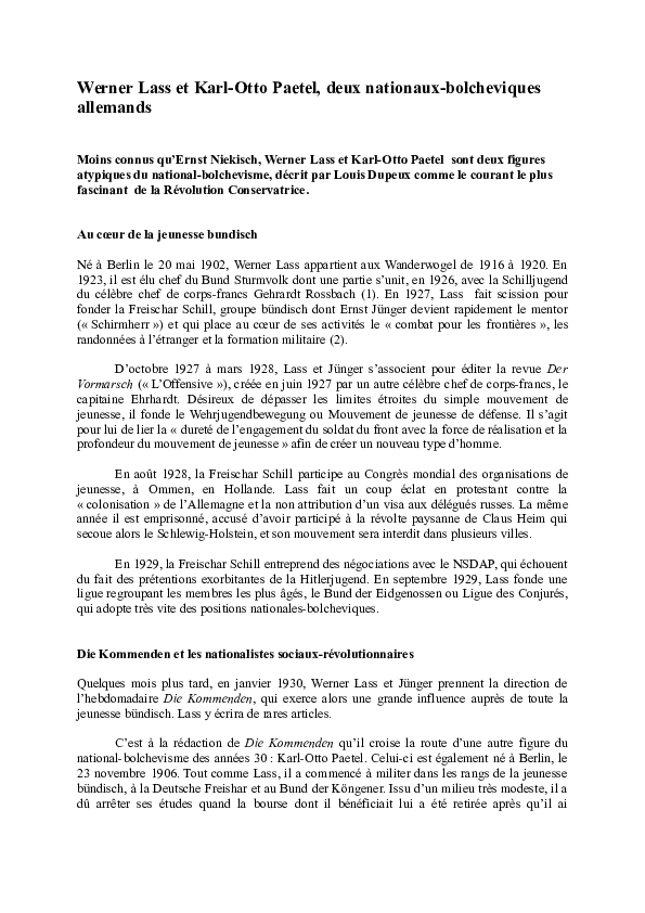 (DOC) Werner Lass et Karl-Otto Paetel, deux nationaux-bolcheviques ...