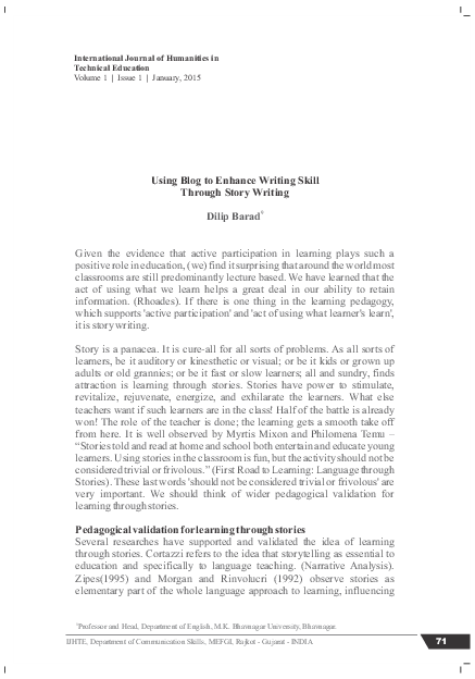 (PDF) Using Blog to Enhance Writing Skill Through Story Writing