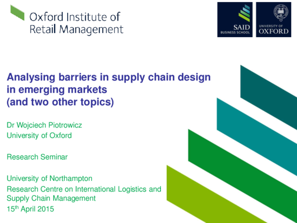 (PDF) Barriers in supply chain development – lessons from emerging countries