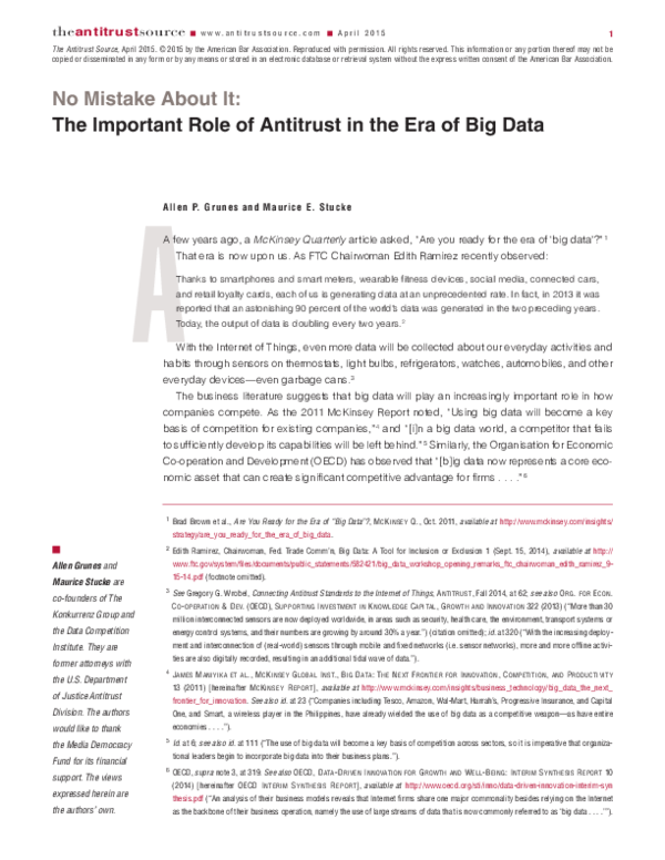 (PDF) No Mistake About It: The Important Role of Antitrust in the Era ...