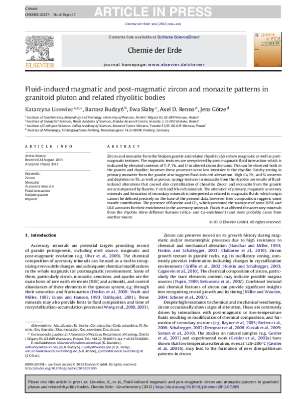 (PDF) Fluid-induced magmatic and post-magmatic zircon and monazite ...