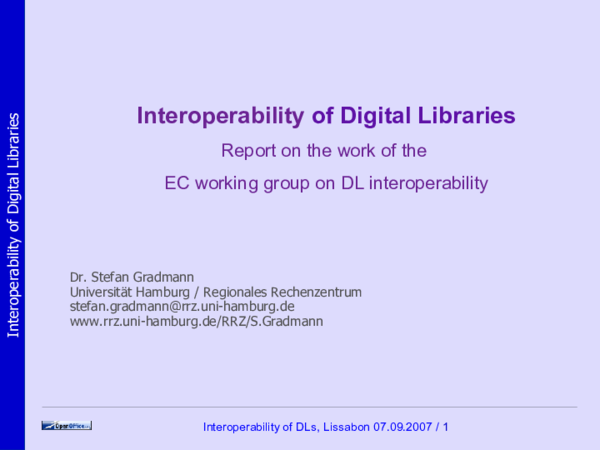 (PDF) Interoperability of Digital Libraries Report on the work of the ...