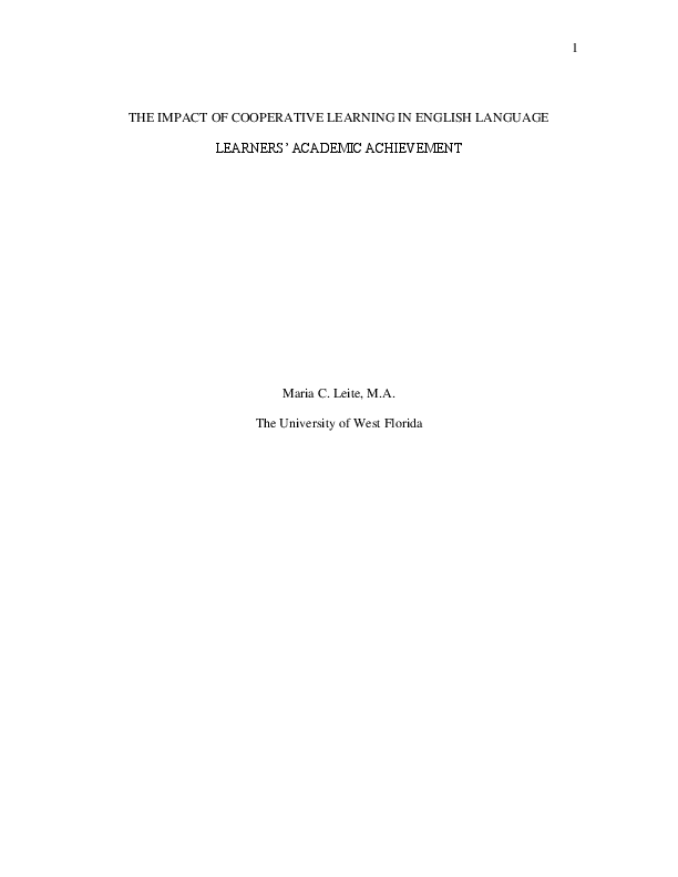 (PDF) THE IMPACT OF COOPERATIVE LEARNING IN ENGLISH LANGUAGE LEARNERS ...