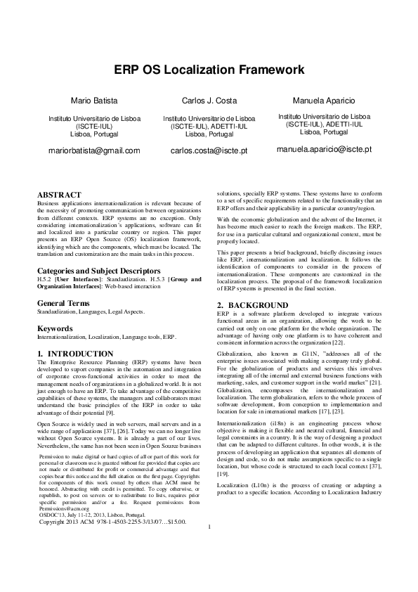 (PDF) ERP OS Localization Framework
