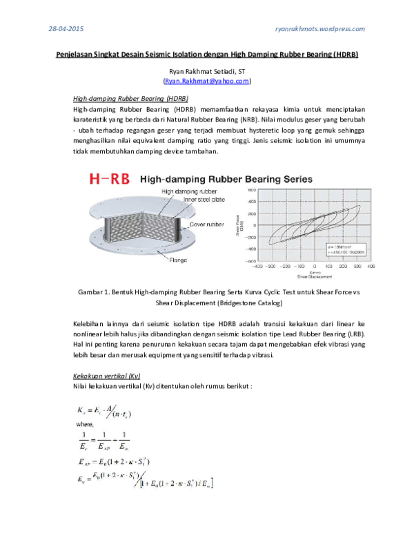 (PDF) Penjelasan Singkat Desain Seismic Isolation dengan High Damping ...