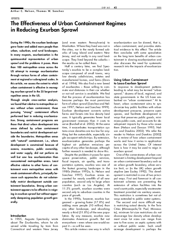 (PDF) The effectiveness of urban containment regimes in reducing ...