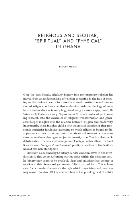 (PDF) Religious and Secular, ‘Spiritual’ and ‘Physical’ in Ghana. In ...