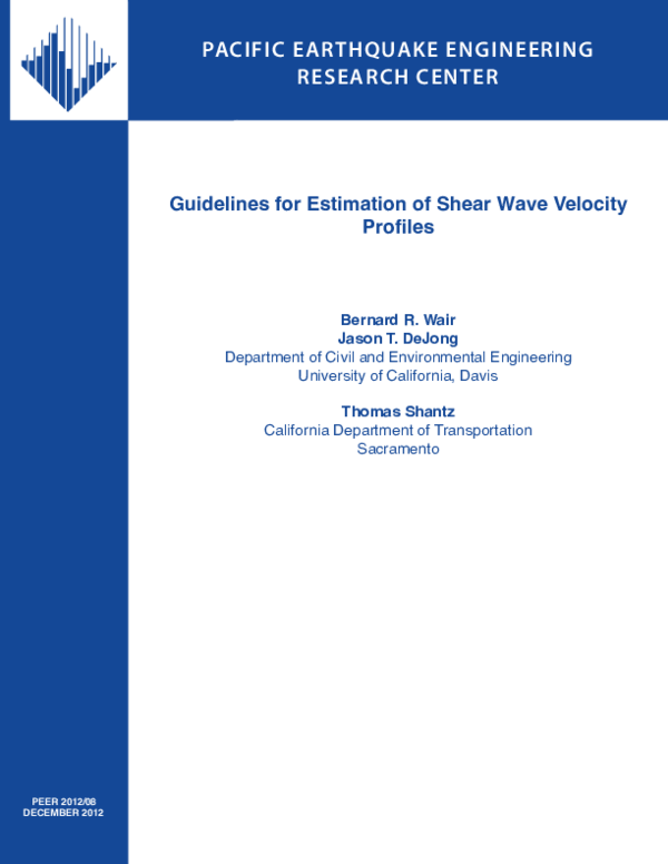 (PDF) Guidelines for Estimation of Shear Wave Velocity Profiles