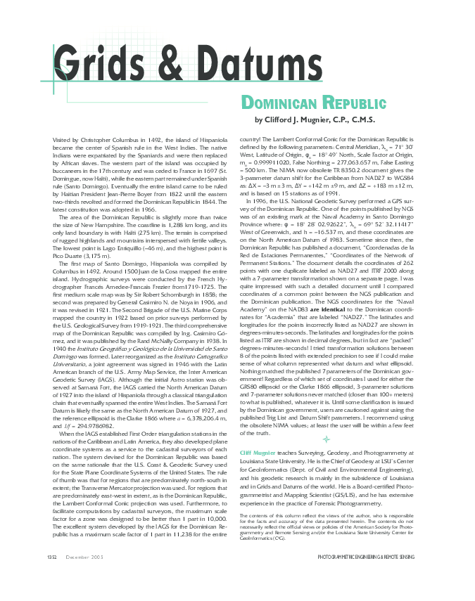 (PDF) Grids and Datums of the Dominican Republic