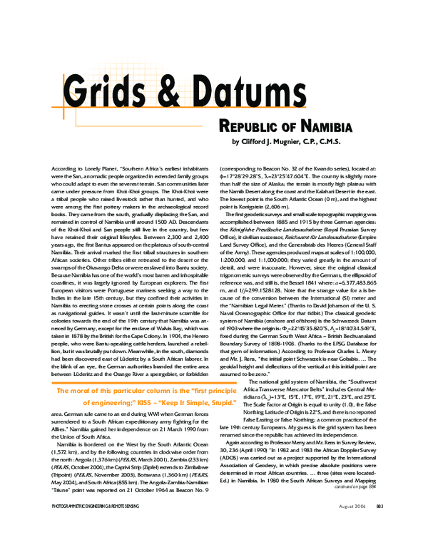 (PDF) Grids and Datums of Namibia