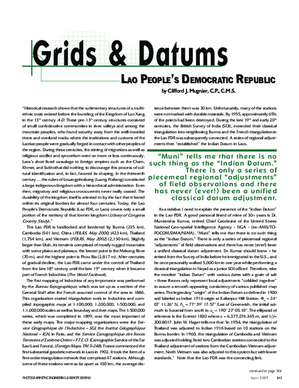 (PDF) Grids and Datums of Lao PDR