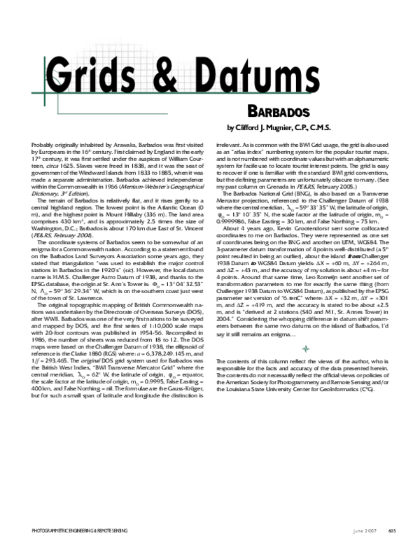 (PDF) Grids and Datums of Barbados