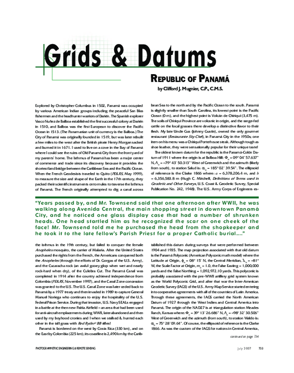 (PDF) Grids and Datums of Panama