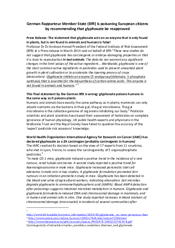 (PDF) German Rapporteur Member State (BfR) is poisoning the citizens of ...