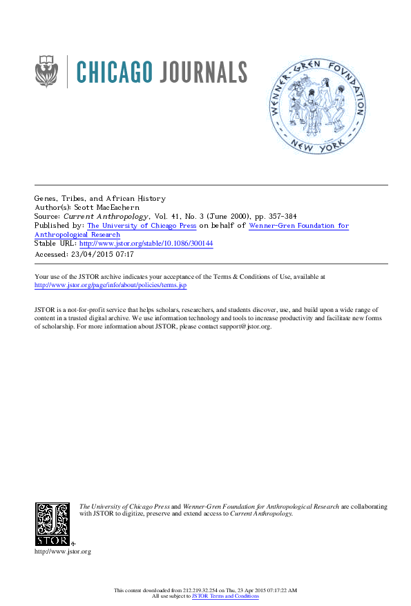 (PDF) Comment on Genes, tribes and African history by Scott MacEachern