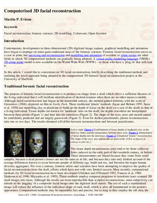 (PDF) Computerised 3D facial reconstruction