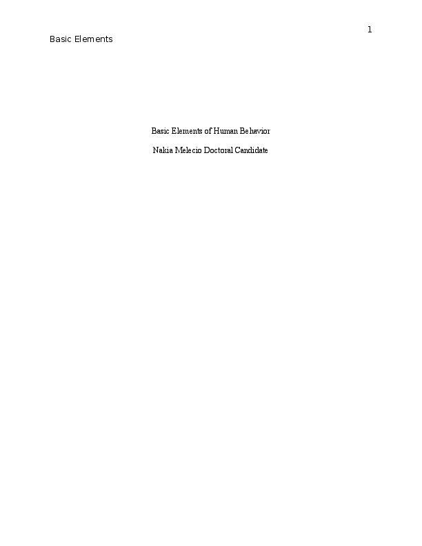 (DOC) Basic Elements of Human Behavior