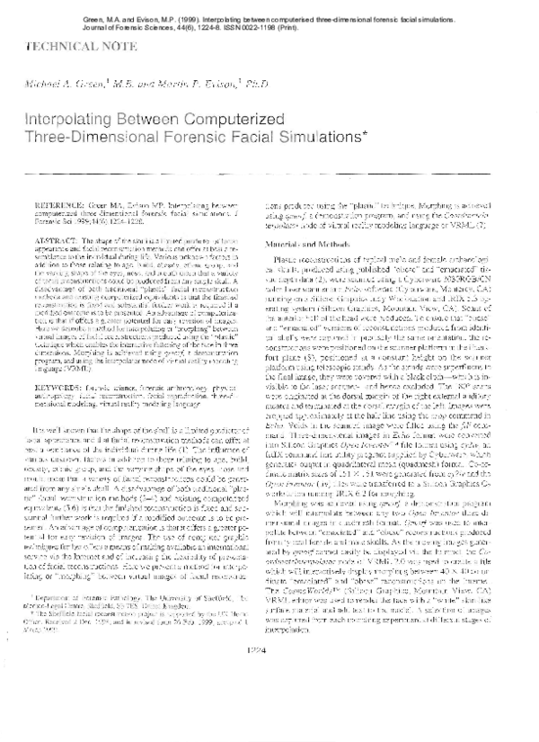 Pdf Interpolating Between Computerized Three Dimensional Forensic